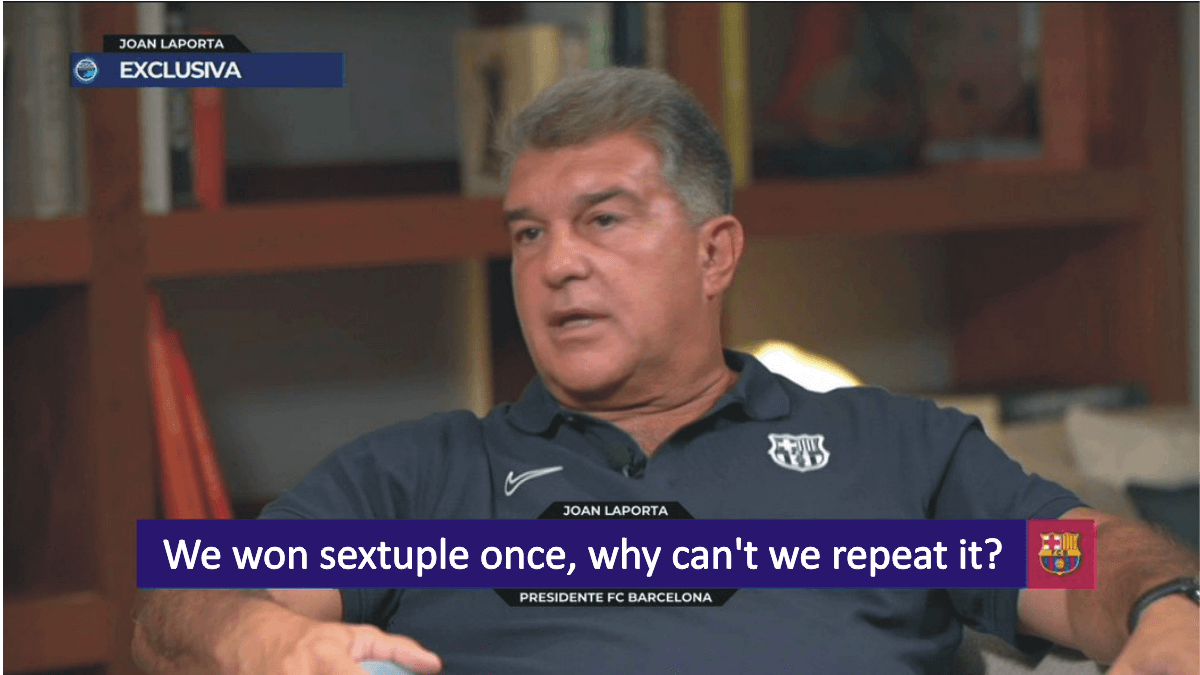 President Laporta talks Lewandowski, winning the Sextuple again and ...